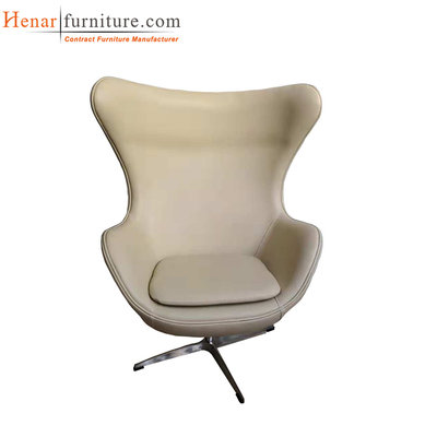 Luxury Living Room Hotel Lobby Furniture Gray Leather Egg Chair with Padded