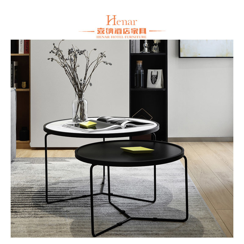 Custom Hotel Living Room Stainless Steel Coffee Table Black Color