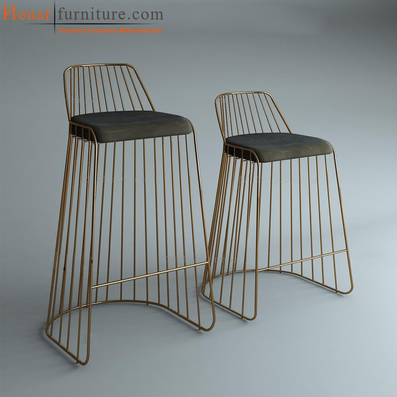 Stylish Eco-Friendly Modern Metal Bar Chairs / Leather Upholstery Bar Stools