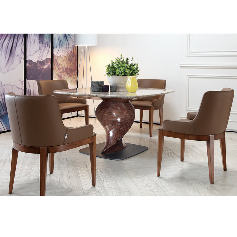 Hotel Or Restaurant Furniture Dining Room Armchair With Fabric Seat Brown Color