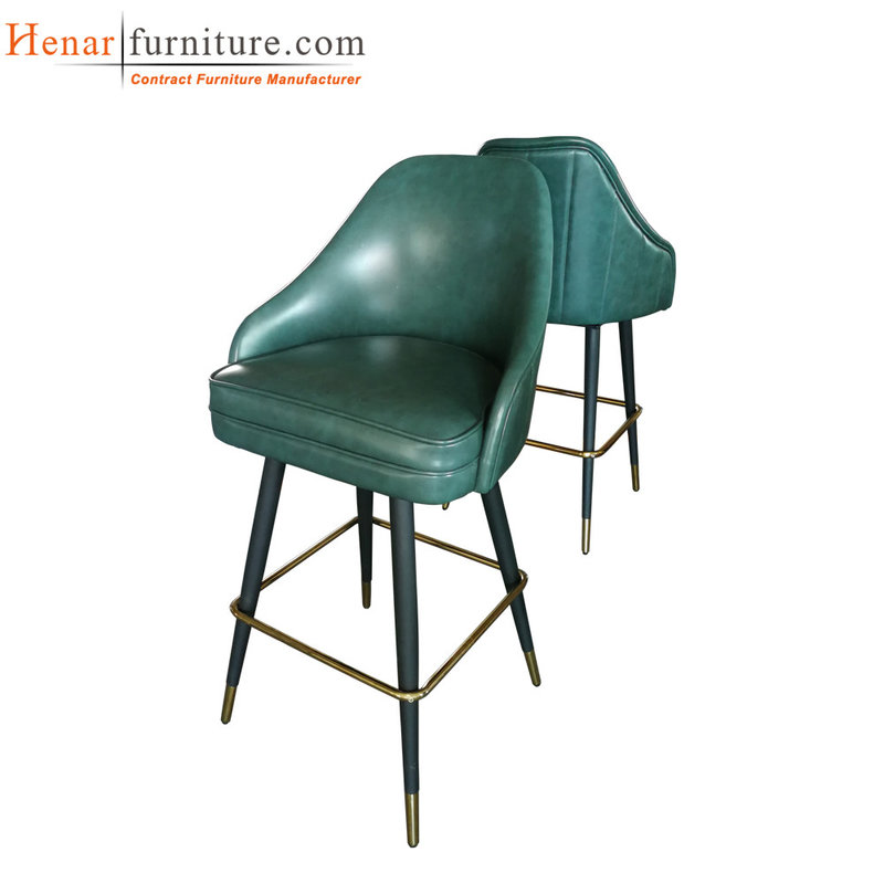 Indoor Green Microfiber Leather Upholstery Swivel Bar Stool Restaurant Furniture