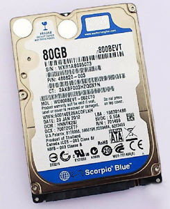 80GB 2.5 inch sata hard drive 5400 rpm Internal hard disk for laptop W800BEVT