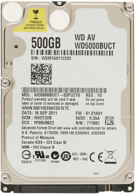 WD5000BUCT 2.5inch 500GB Hard Disk Drive for CCTV and NVR , laptop 7200 rpm hard drive