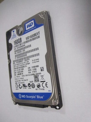 High speed Scorpio 160GB 2.5 inch Hard Drive With 5400 RPM spin speed