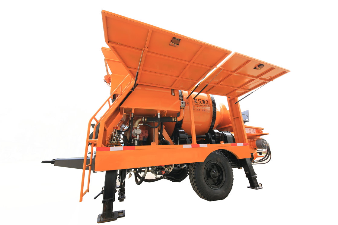 Multifunction Orange Concrete Mixer Pump Trailer , Portable Concrete Pump