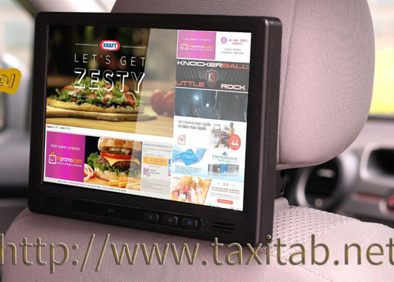 10 Inch Taxi Headrest Advertising Capacitive Multi Touch Screen With 3G , GPS , Motion Sensor