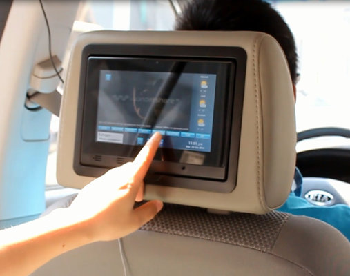 Embeded In Headrest 7" Taxi Touch Screen Advertising Mount To The Headrest