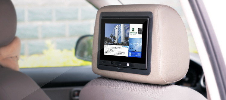 7 Inch Taxi Headrest Advertising Screen With Content Management System
