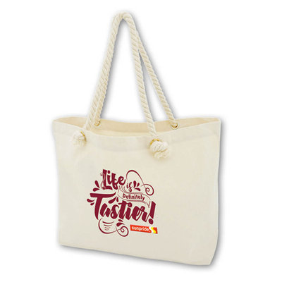 Customized 10oz cotton natural canvas tote bag with rope handle