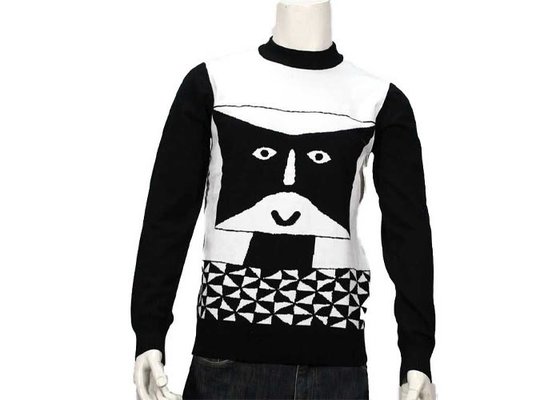 Striped Jumper Modern Mens Knit Sweater Winter Cotton Long Sleeve Anti - Wrinkle