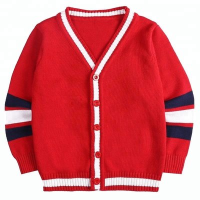 Long Sleeve Breathable School Uniform Cardigan , Navy Blue Sweater For School