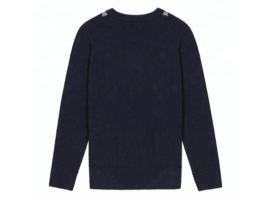 Soft Navy Men School Uniform Sweaters Plaid Pattern For Senior High School