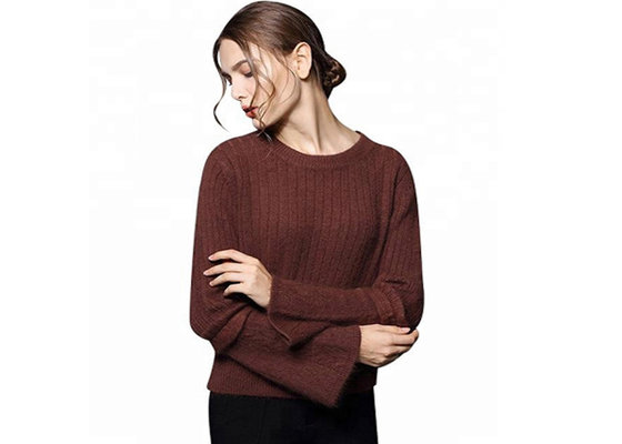 Angora Flare Sleeve Oversized Knit Jumper , Winter Sweater For Womens OEM Service