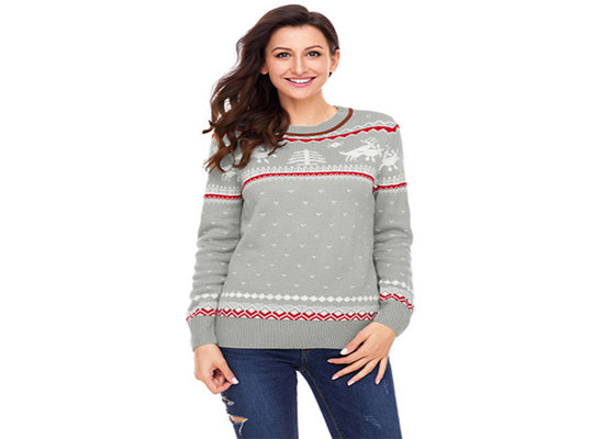 Ladies Plus Size Ugly Christmas Sweater Round Neck Long Sleeve Pullover Sweater