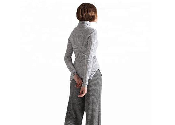 Cable Knitted Red And Grey Cozy Knit Sweater Turtleneck Wool Tight Pullover Jumper