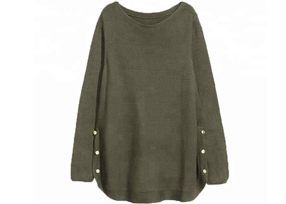 Plus Size 4X Cozy Knit Army Green Sweater Pullover Sweaters With Button For Lady