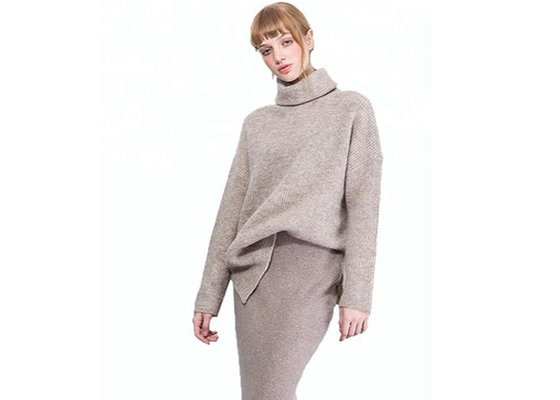 Oversized High Neck Black Pullover Sweater Women's Regular Dry Cleaning