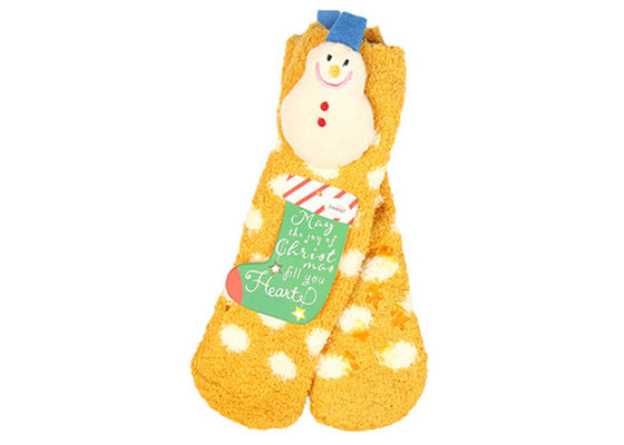 Unisex Tube Fuzzy Christmas Socks 100% Cotton Materials Five Colors Design