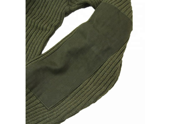 Army Green Military Wool Sweater Round Neck Design Beautiful Linking Finish On Side Seam