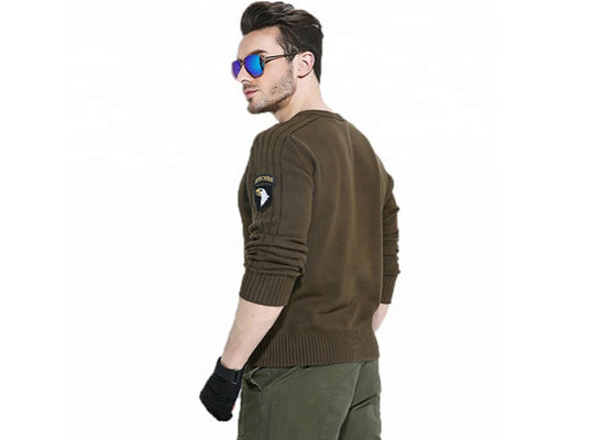 British Style Military Uniform Sweater V Neck Knitted Comfortable For Touch Skin