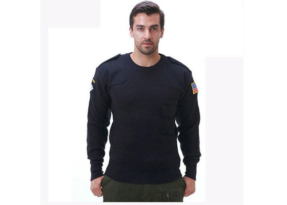 Spandex / Cotton Military Green Sweater Round Collar Type Comfortable Feeling