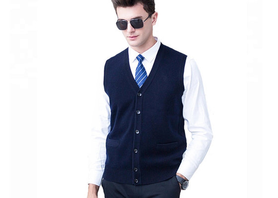 Button Soft Acrylic Business Black Mens Knit Cardigan Sweater Vest For Men