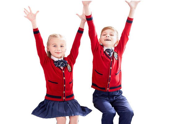 Gauge 12GG Cotton Knitted School Uniform Sweaters For Primary Students