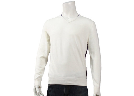 White Color Mens Knit Sweater Falls And Winter Pure Cotton Knitwear Jumpers