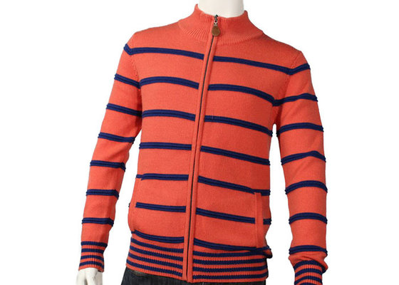 Zipper Cardigan Sweaters Cute Orange Mens Striped Sweater Medium Cardigan