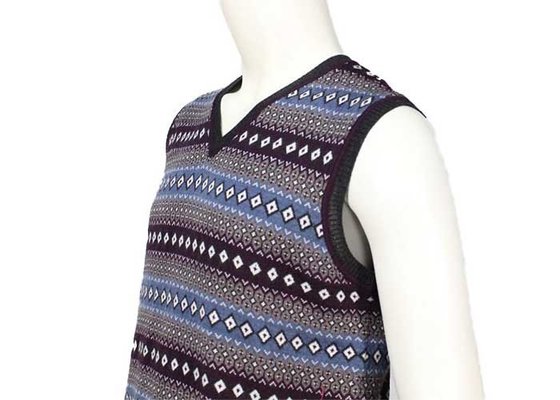 V Neck Design Fall Mens Cable Knit Sweater Sleeveless Vest In Jacquard Pattern