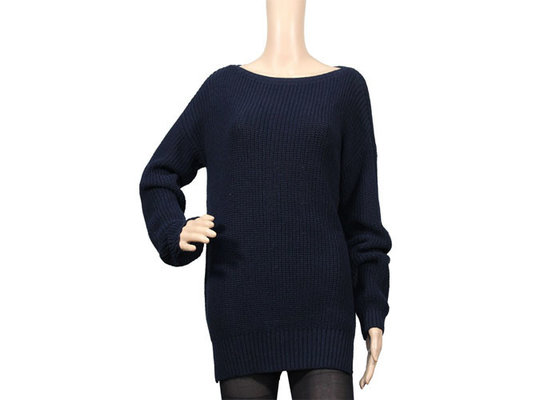 Navy Oversized Full Needle Cable Knit Sweater Womens Soft And Brethable For Winter