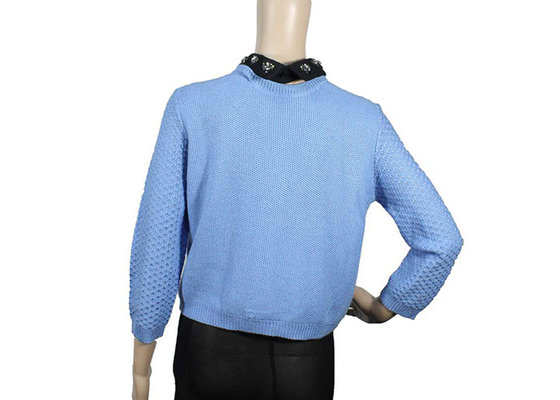 Light Blue Argyle Open Front Cardigan Zip Up Solid Color Sweater For Women