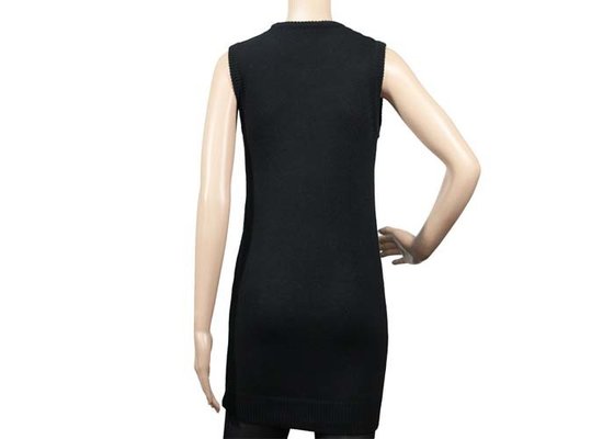 Black Gold Color Sleeveless Womens Knit Sweater Vest , Long Ladies Sweater Vest