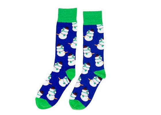 Blue And Green Lovely Warm Winter Accessories Soft Xmas Socks For Snowmen Pattern