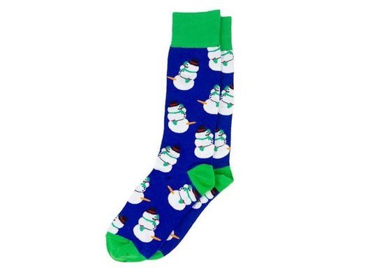 Blue And Green Lovely Warm Winter Accessories Soft Xmas Socks For Snowmen Pattern