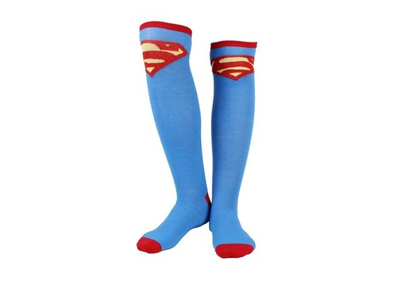 Blue Supermen Custom Logo Knee High Sports Socks For Unisex Spring And Autumn