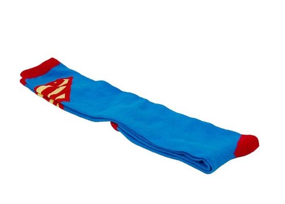 Blue Supermen Custom Logo Knee High Sports Socks For Unisex Spring And Autumn