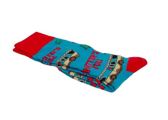 Unisex Jacquard Custom Ugly Christmas Socks Blue Cute Knitted Adult Size