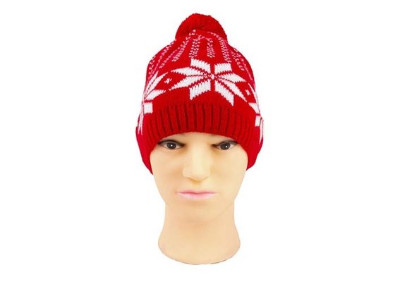 Pure Acrylic 12 Gauge Warm Winter Accessories Red Christmas Beanie And Scarf Set