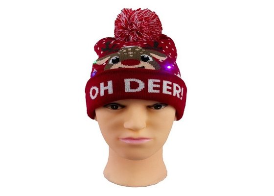 9 Gauge Warm Winter Accessories Light Women Christmas Hat With Jacquard Pattern