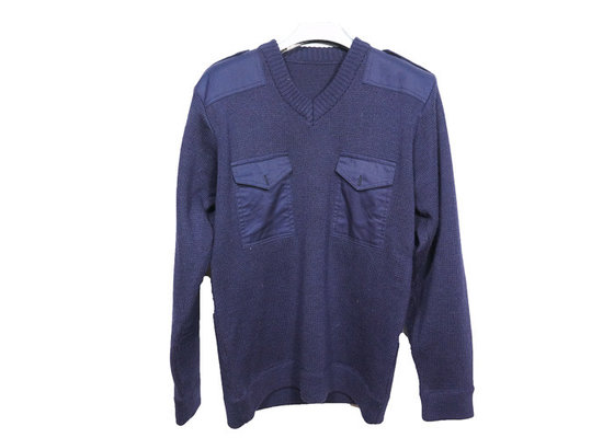 Custom Winter Military Uniform Sweater Navy Blue Woolen Blend Mens Military Sweater