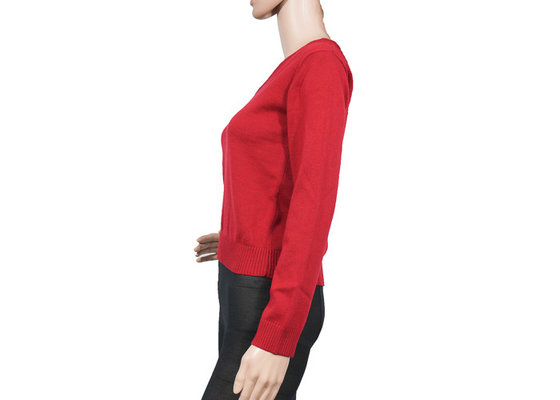 Red Color Acrylic Girl School Uniform Sweater OEM Design For Spring