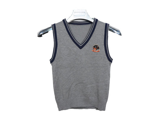 Custom Cotton Blend Sleeveless Sweater Vest School Girl Sweater For Primary School