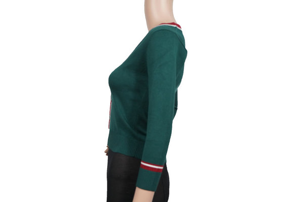 Green V Neck Button School Uniform Sweaters Rib Knitted School Cardigan Sweater