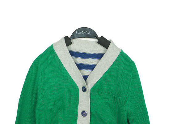 Baby Girl Green Kids Knit Sweater Soft Acrylic V Collar With Button For Spring
