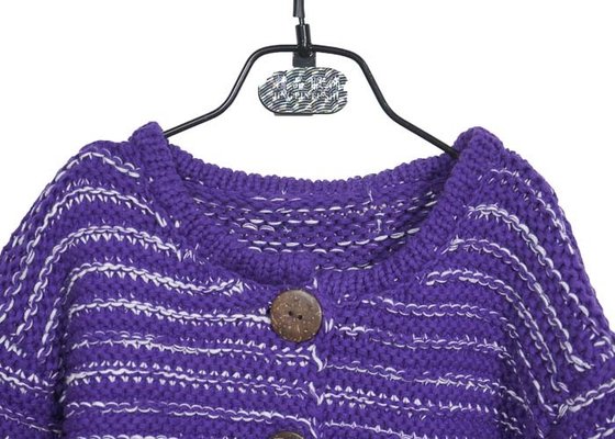 Winter Thick Purple 7 Gauge Warm Young Girl Cardigan Buttons Knitwear Europe Style