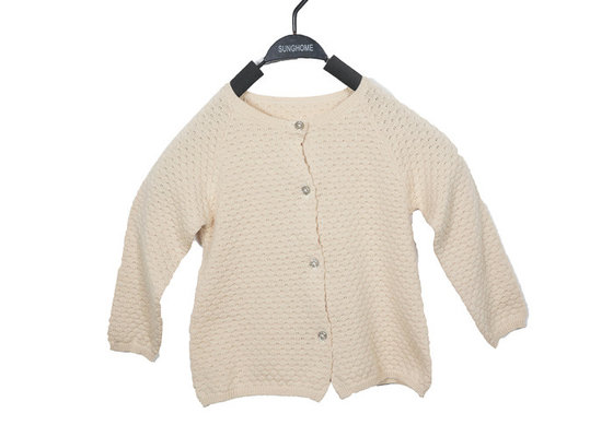 Sweater van de de Jonge geitjescardigan van de de herfst de Witte Ronde Hals met Knoop voor Meisjes in Maat 12