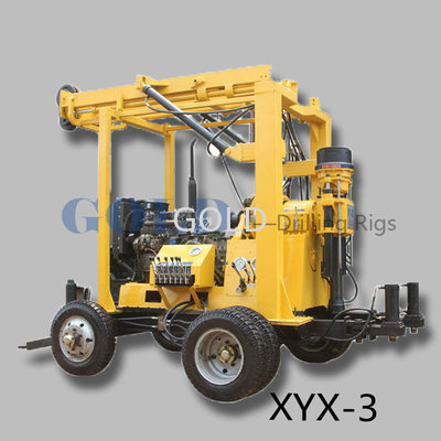 xyx-3 trailer mounted versatile drilling rig , with hydraulic drill tower installed