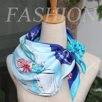 Jacquard / Embroidered Silk Bandana Scarf Linen / Modal Scarves 90cmx90cm