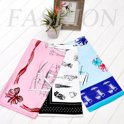 Jacquard / Embroidered Silk Bandana Scarf Linen / Modal Scarves 90cmx90cm